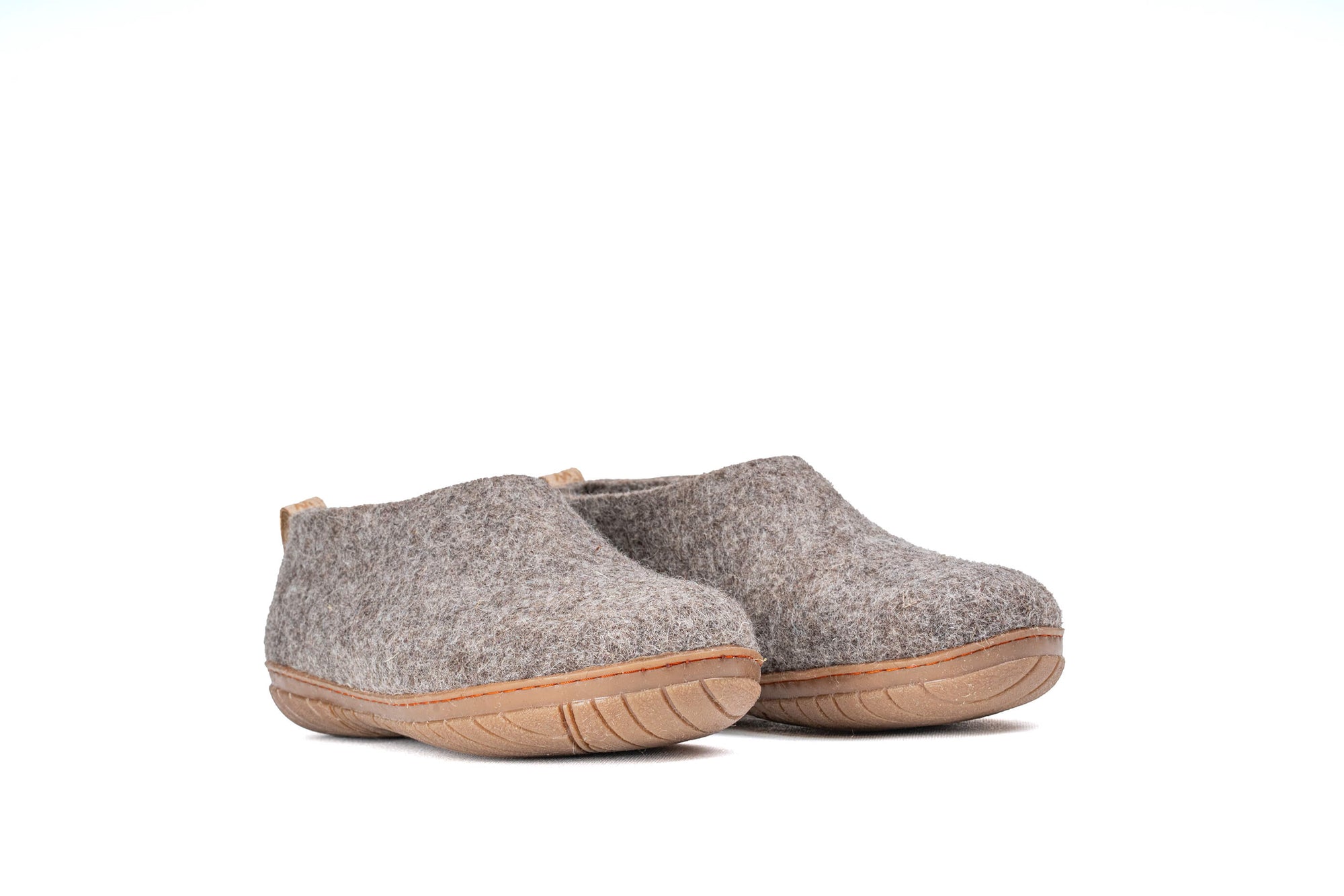 Outdoor Felted Wool Shoes With Rubber Sole - Natural Brown