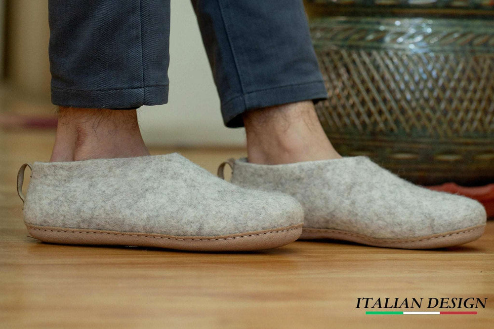 Indoor Shoes With Leather Sole - Light Brown
