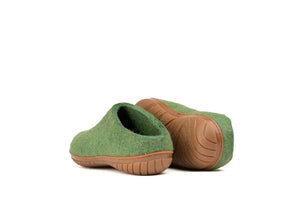 Outdoor Open Heel Wool Slippers With Rubber Sole - Green