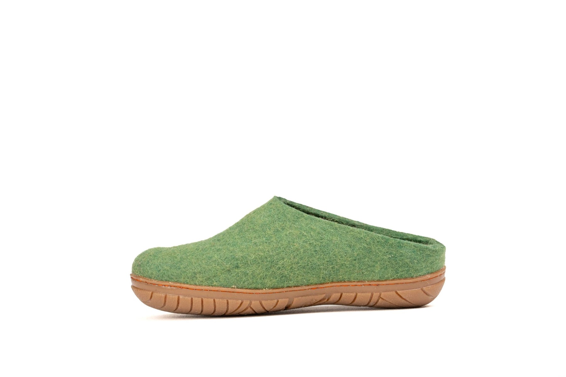 Outdoor Open Heel Wool Slippers With Rubber Sole - Green