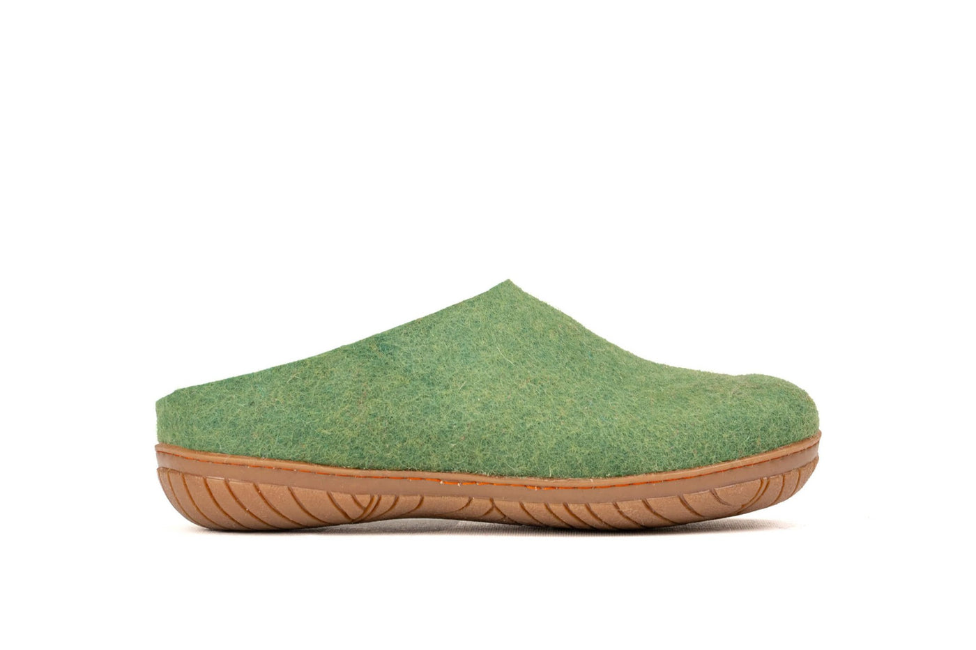 Outdoor Open Heel Wool Slippers With Rubber Sole - Green